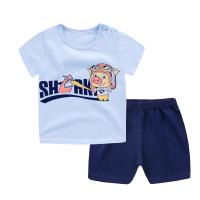 China 0.9M 12KG Children'S Outfit Sets Short Sleeve Pant Suit Cartoon Print Boys for sale