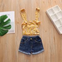 China 20KG 120CM Girl Cotton Printed Top High Waisted Summer Shorts Washable ODM for sale