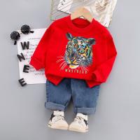 China Children'S 110cm 43.3in Spring And Autumn Tiger Print Suit Two Piece Pants Set for sale
