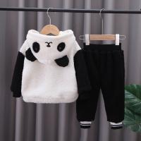 China Autumn Winter Children'S Outfit Sets Lamb Cashmere Panda Hooded 2 Piece White Pantsuit for sale