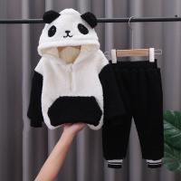 China Autumn Winter Children'S Outfit Sets Lamb Cashmere Panda Hooded 2 Piece White Pantsuit for sale
