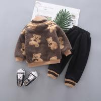 China 100CM Boys Cotton Cashmere Two Piece Set Autumn Winter Teddy Bear Sweatshirt for sale