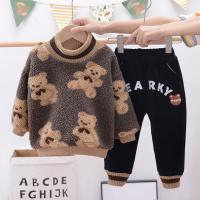 China 100CM Boys Cotton Cashmere Two Piece Set Autumn Winter Teddy Bear Sweatshirt for sale