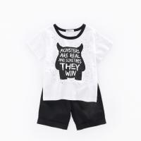 China 8 Year Boy Summer Black And White Shirt 100cm Short Sleeved Little Monster for sale