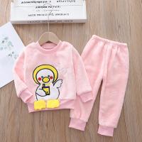China 0.9M 35.4in Blue Children'S Pajamas Sets Winter Thick Warm Flannel Pajama Sets for sale