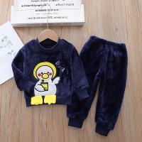 China 0.9M 35.4in Blue Children'S Pajamas Sets Winter Thick Warm Flannel Pajama Sets for sale