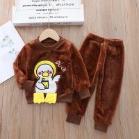 China 0.9M 35.4in Blue Children'S Pajamas Sets Winter Thick Warm Flannel Pajama Sets for sale