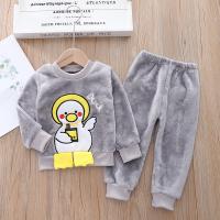 China 0.9M 35.4in Blue Children'S Pajamas Sets Winter Thick Warm Flannel Pajama Sets for sale