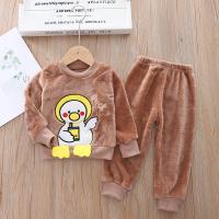 China 0.9M 35.4in Blue Children'S Pajamas Sets Winter Thick Warm Flannel Pajama Sets for sale