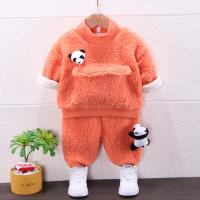 China 120cm Unisex Winter Children'S Clothing Lamb Wool Panda 2 Piece Sweater Pants Set for sale