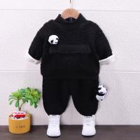 China 120cm Unisex Winter Children'S Clothing Lamb Wool Panda 2 Piece Sweater Pants Set for sale