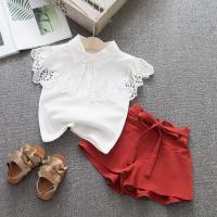 China White Pink 21.5in Short Sleeve Short Set White Ruffle Shirt for sale