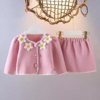 China 14KG 1M Girl Matching Shirt And Skirt Set 2 Piece Shirt Dress Crochet Flower for sale