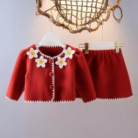 China 14KG 1M Girl Matching Shirt And Skirt Set 2 Piece Shirt Dress Crochet Flower for sale