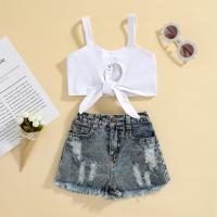 China 85cm 33in Summer Children'S Outfit Sets For Toddlers Vest Denim Skirt for sale