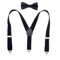 China Black Leisure Cotton Children'S Clothing Accessories Elastic Suspenders Y Back Bowtie for sale