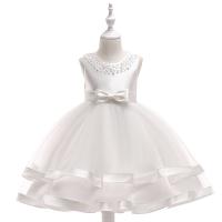 China European and American new summer children's clothing mesh princess puffy dress beaded sleeveless girls show skirt for sale
