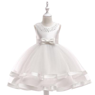 China European and American new summer children's clothing mesh princess puffy dress beaded sleeveless girls show skirt for sale