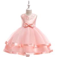 China European and American new summer children's clothing mesh princess puffy dress beaded sleeveless girls show skirt for sale