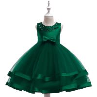 China European and American new summer children's clothing mesh princess puffy dress beaded sleeveless girls show skirt for sale