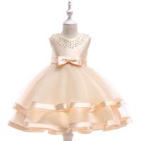 China European and American new summer children's clothing mesh princess puffy dress beaded sleeveless girls show skirt for sale