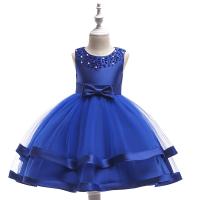 China European and American new summer children's clothing mesh princess puffy dress beaded sleeveless girls show skirt for sale