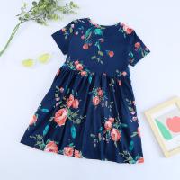 China Summer Children's Clothing Solid Color Cotton Printed Short Sleeve Casual Girls Dress for sale