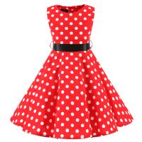 China Polka Dot Flower Show Skirt Retro Cotton Kids Clothing for sale