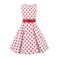 China Polka Dot Flower Show Skirt Retro Cotton Kids Clothing for sale