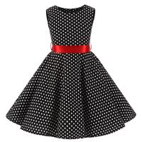 China Polka Dot Flower Show Skirt Retro Cotton Kids Clothing for sale