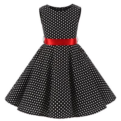 China Polka Dot Flower Show Skirt Retro Cotton Kids Clothing for sale