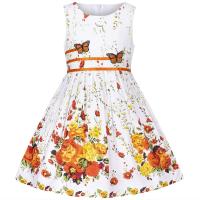 China Kid Girls Dress Rose Flower Double Bow Tie Party Sundress Summer Children'S Clothing for sale