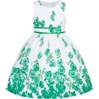 China Kid Girls Dress Rose Flower Double Bow Tie Party Sundress Summer Children'S Clothing for sale