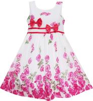 China Kid Girls Dress Rose Flower Double Bow Tie Party Sundress Summer Children'S Clothing for sale