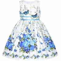 China Kid Girls Dress Rose Flower Double Bow Tie Party Sundress Summer Children'S Clothing for sale