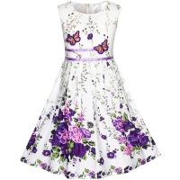 China Kid Girls Dress Rose Flower Double Bow Tie Party Sundress Summer Children'S Clothing for sale