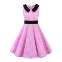 China Girls Show Skirt Polka Dot Flower Doll Collar Retro Summer Children'S Clothing for sale