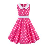 China Girls Show Skirt Polka Dot Flower Doll Collar Retro Summer Children'S Clothing for sale