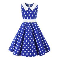 China Girls Show Skirt Polka Dot Flower Doll Collar Retro Summer Children'S Clothing for sale