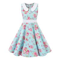 China Girls Show Skirt Polka Dot Flower Doll Collar Retro Summer Children'S Clothing for sale