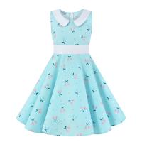 China Girls Show Skirt Polka Dot Flower Doll Collar Retro Summer Children'S Clothing for sale