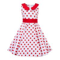 China Girls Show Skirt Polka Dot Flower Doll Collar Retro Summer Children'S Clothing for sale