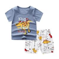 China Summer Kids Pajama Set Plain Animal Short Sleeve Tee And Shorts for sale