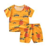 China Summer Kids Pajama Set Plain Animal Short Sleeve Tee And Shorts for sale