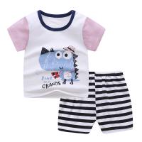 China Summer Kids Pajama Set Plain Animal Short Sleeve Tee And Shorts for sale