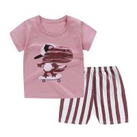 China Summer Kids Pajama Set Plain Animal Short Sleeve Tee And Shorts for sale