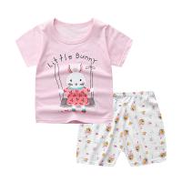 China Summer Kids Pajama Set Plain Animal Short Sleeve Tee And Shorts for sale