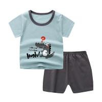 China Summer Kids Pajama Set Plain Animal Short Sleeve Tee And Shorts for sale