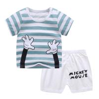 China Summer Kids Pajama Set Plain Animal Short Sleeve Tee And Shorts for sale