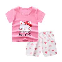 China Summer Kids Pajama Set Plain Animal Short Sleeve Tee And Shorts for sale